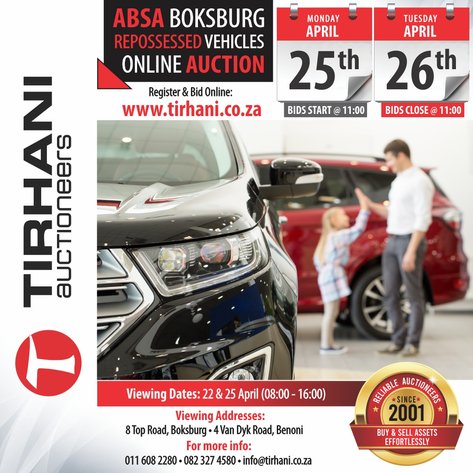 ABSA BOKSBURG REPOSSESSED VEHICLES ONLINE AUCTION