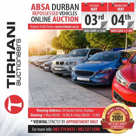 ABSA DURBAN REPOSSESSED VEHICLES ONLINE AUCTION